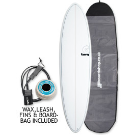Torq Mod Fun surfboard 7ft 6 package - White/Pinline