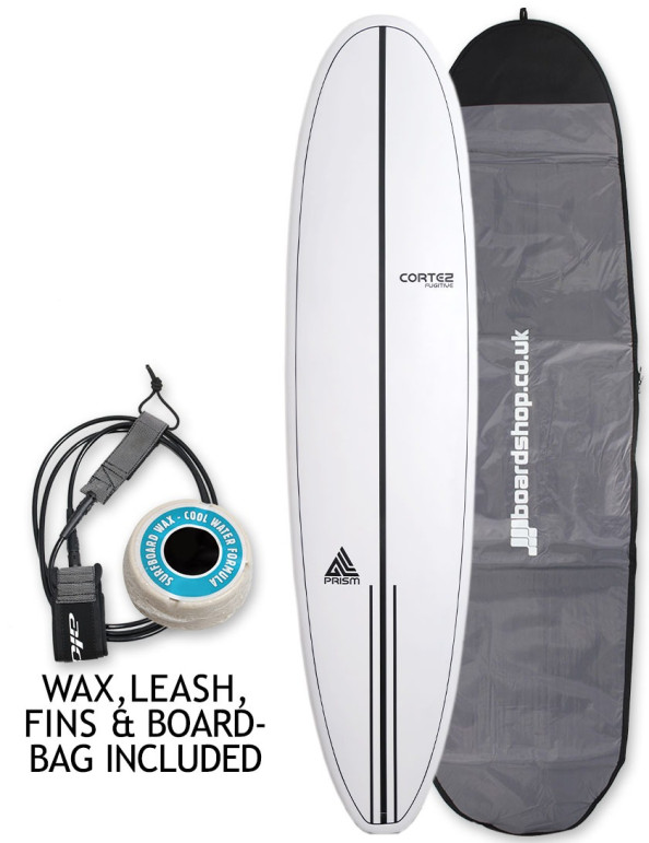 Cortez Fugitive Surfboard 7ft 4 Futures Package - White