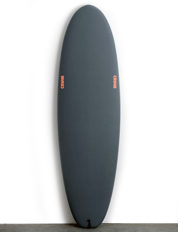 Crime Moth Soft Top Surfboard 7ft 4 Single Fin - Cool Grey