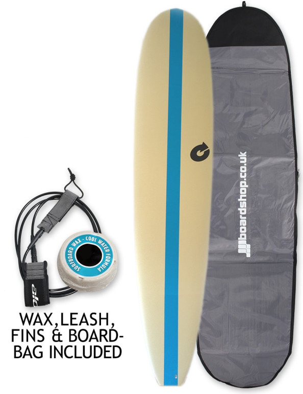 Torq Long EVA Soft Top Surfboard 9ft 0 Package - Sand/Blue Croc Skin